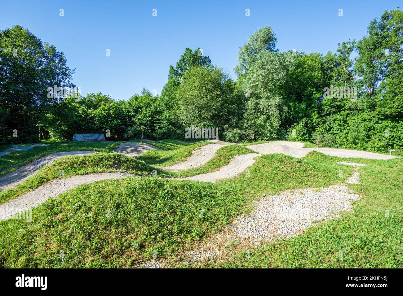 Pump Track for bicycles in Hoefelmeier Park. Kempten, Allgaeu, Bavaria ...