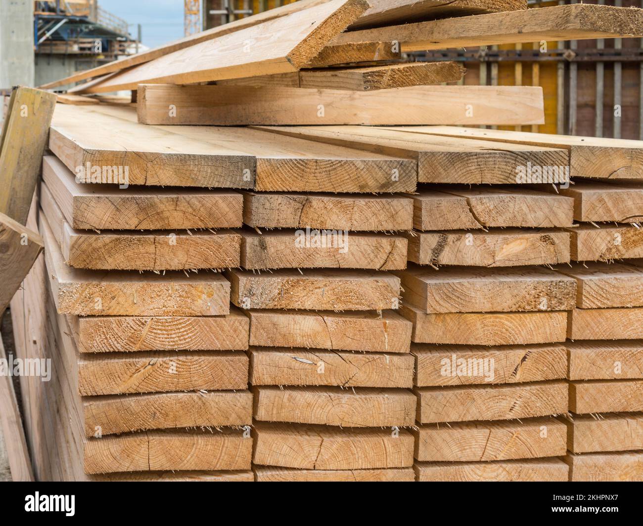 Lumber at a construction site Stock Photo - Alamy
