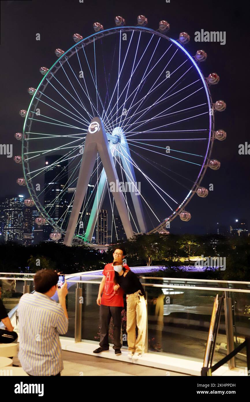 The night views of the ferris wheel in Qianhai District, Shenzhen City ...