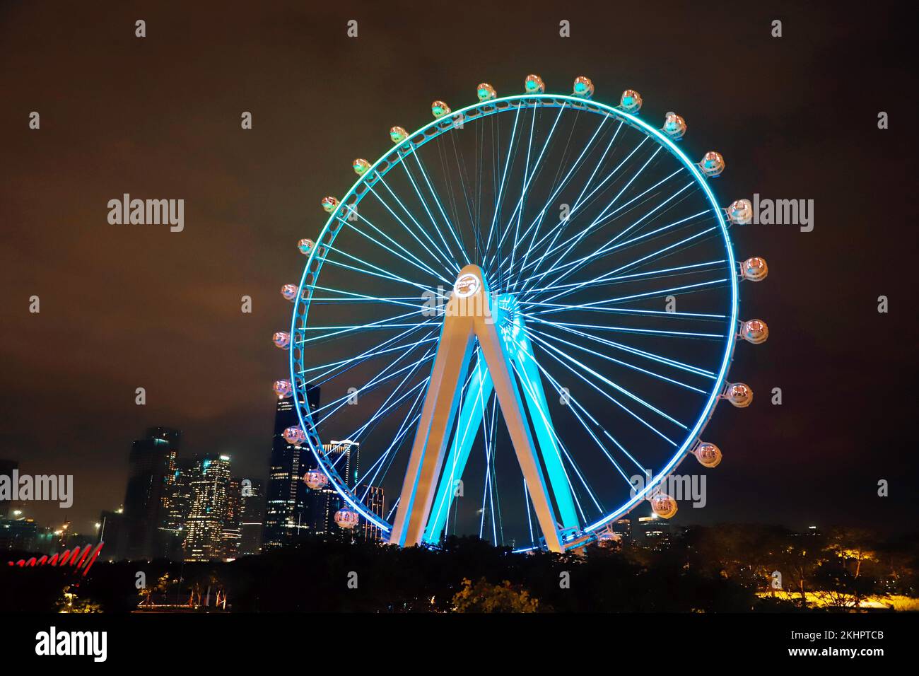The night views of the ferris wheel in Qianhai District, Shenzhen City ...