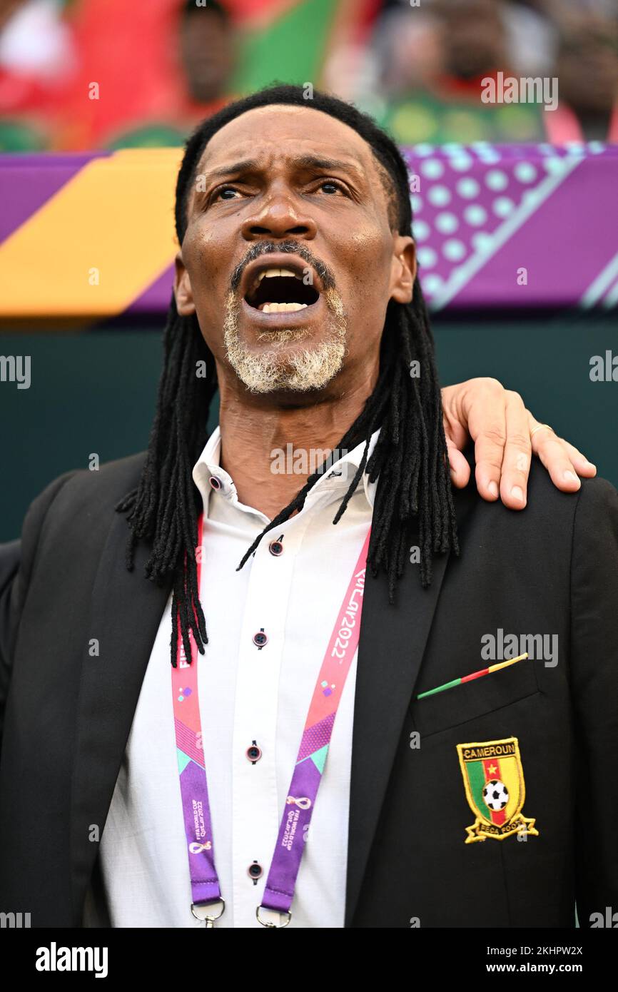 Al Wakrah, Qatar. 24th Nov, 2022. Rigobert Song, head coach of Cameroon ...