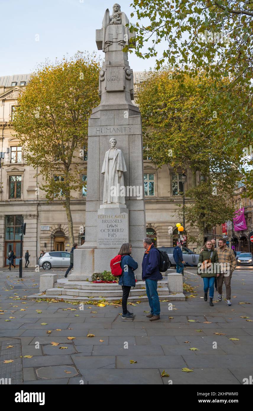 Edith Cavell Memorial, a statue by George Frampton, stands on St Martin ...