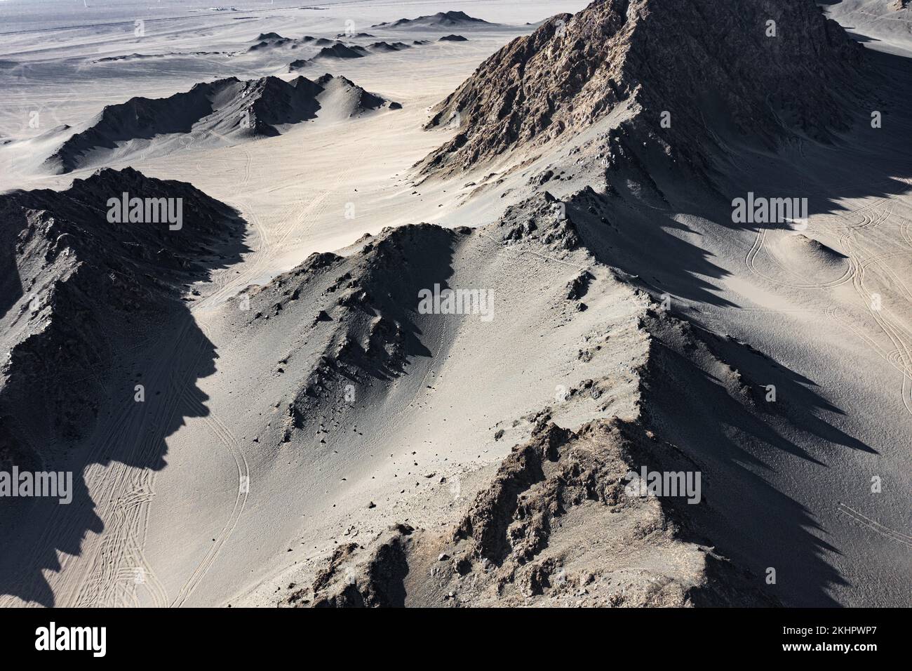 Aerial photos show the most moon-like place on earth—Heidu Mountain in Lenghu Town, northwest ...