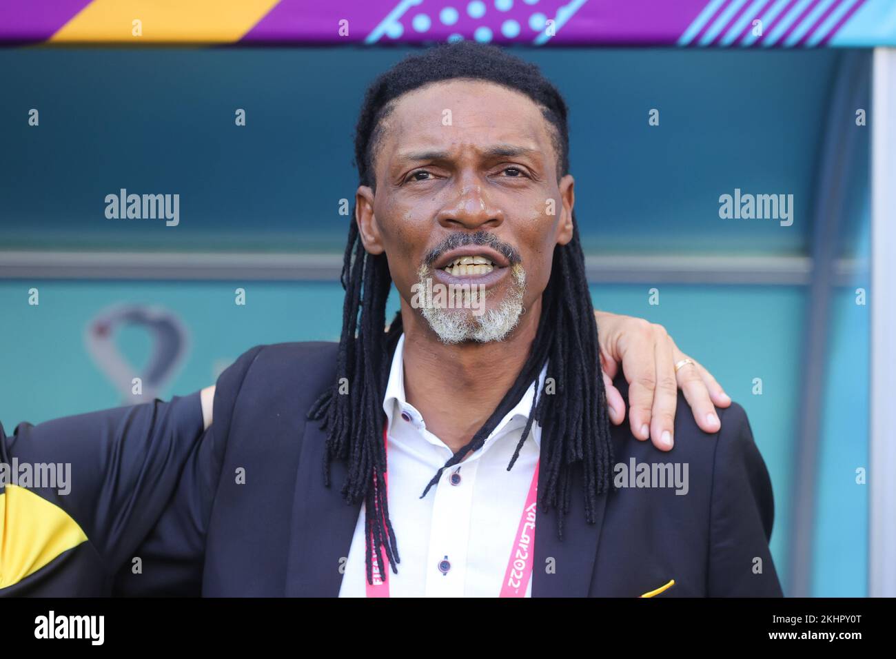 Al Wakrah, Qatar. 24th Nov, 2022. Rigobert Song Head Coach of Cameroon ...