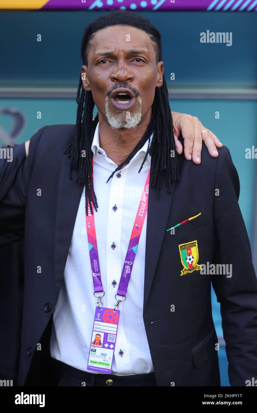 Al Wakrah, Qatar. 24th Nov, 2022. Rigobert Song Head Coach of Cameroon ...