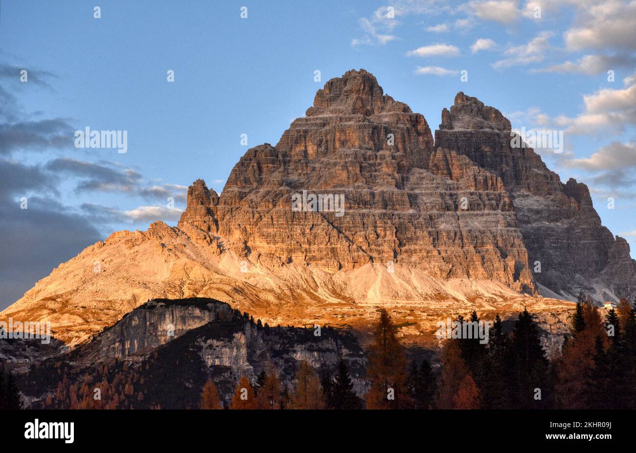 Drei Zinnen, Sonnenuntergang, Abendrot, Antornosee, Spiegelbild ...