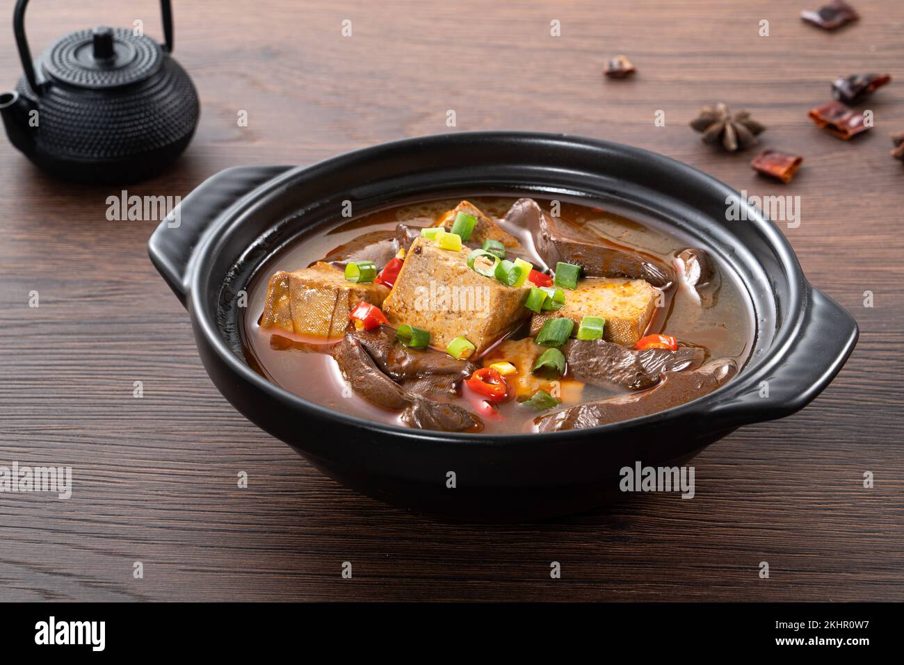 Delicious spicy duck blood jelly soup bowl and stinky tofu with ...