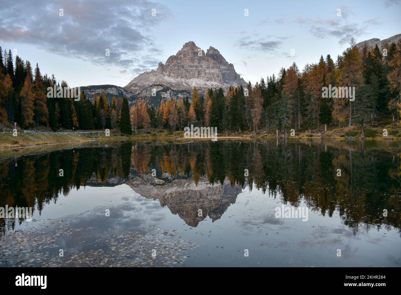 Drei Zinnen, Sonnenuntergang, Abendrot, Antornosee, Spiegelbild ...