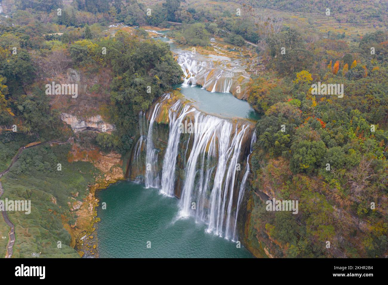The early winter views of the Huangguoshu Waterfall in Anshun City ...