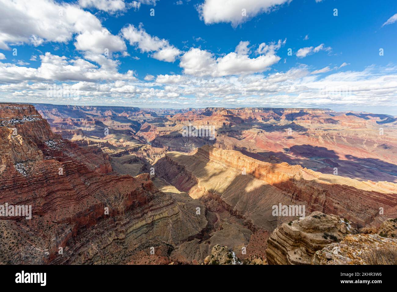 View over impressive Grand Canyon from South Rim viewpoint Stock Photo ...
