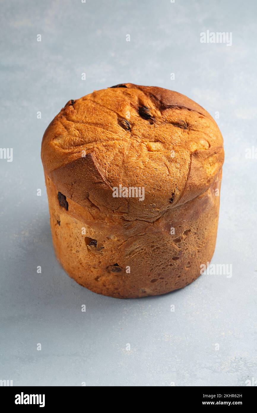 One panettone sweet bread , traditional Italian food for Christmas on a ...