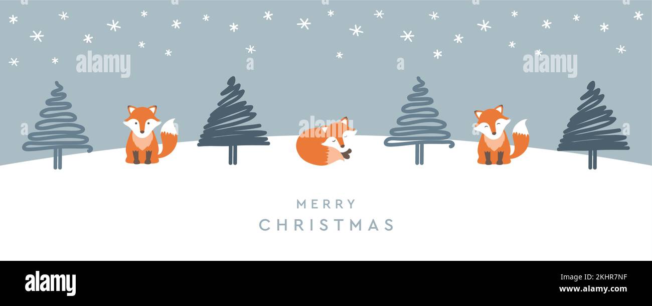 cute christmas motives fox tree and gift box Stock Vector Image & Art ...