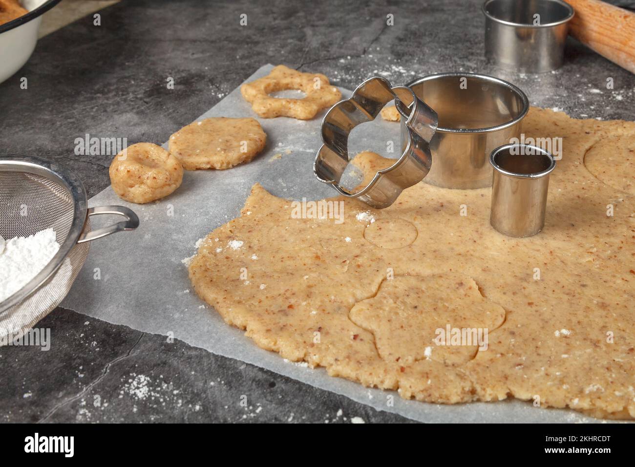 Process of baking cookies at home. Making for homemade biscuits with ...