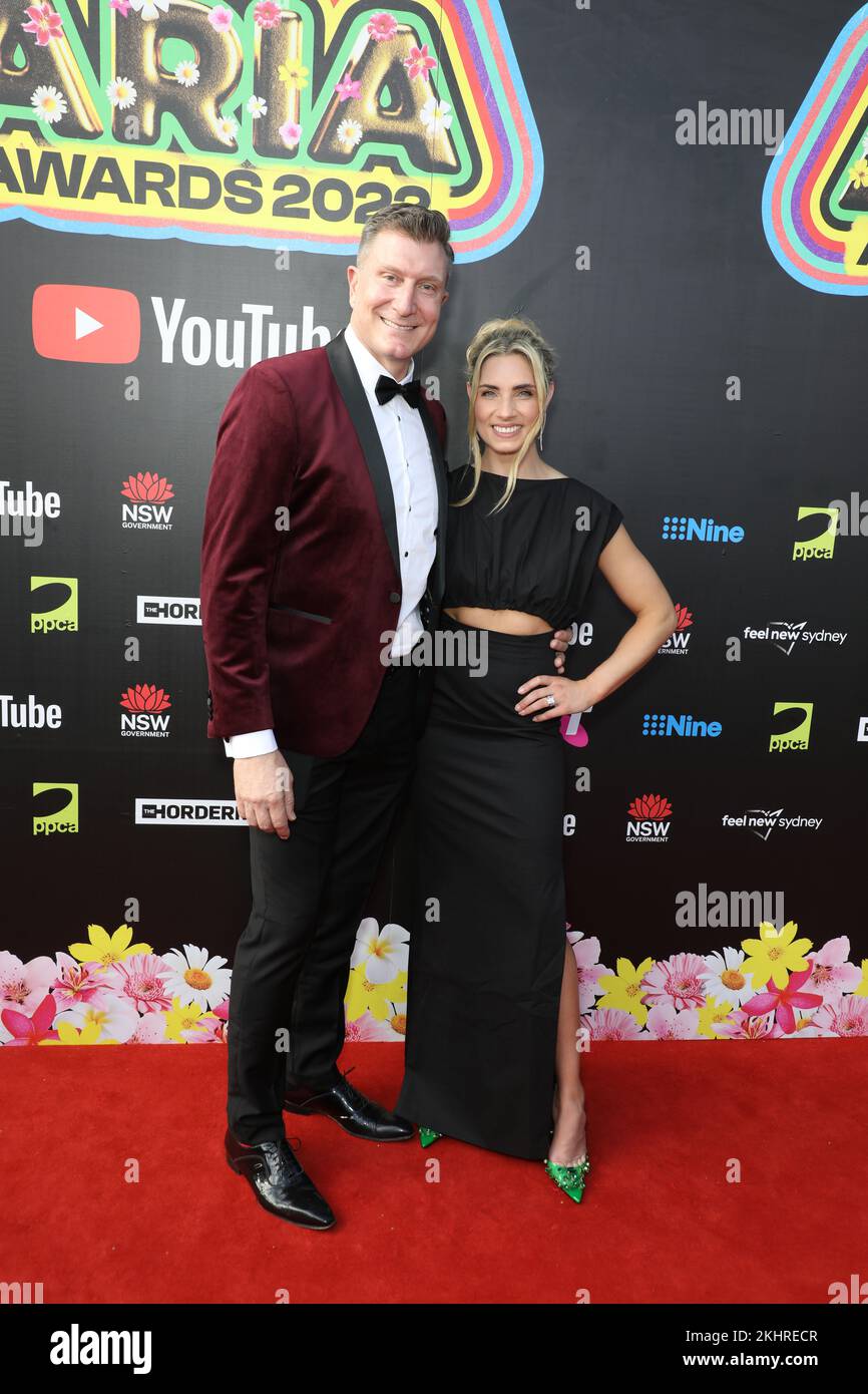 Sydney, Australia. 24th Nov, 2022. Former Wiggles Simon Pryce and Lauren Hannaford arrive on the ...
