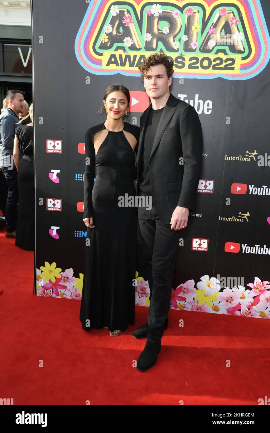 Sydney, Australia. 24th Nov, 2022. Selen Us and Vance Joy arrive on the ...