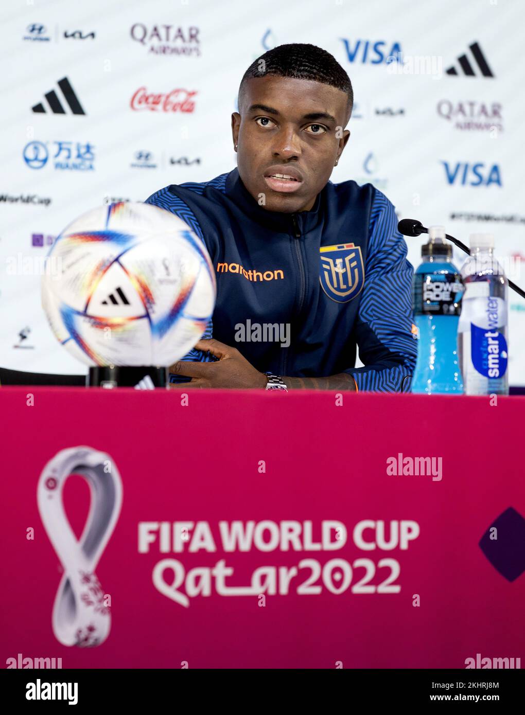 DOHA - Sebastian Mendez during Ecuador's press conference at the Media ...