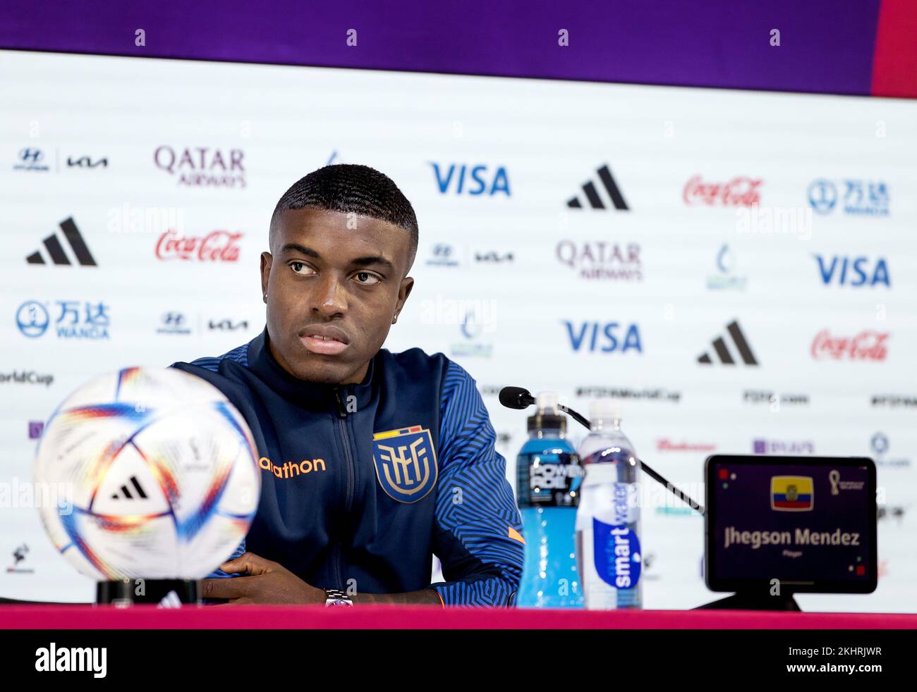 DOHA - Sebastian Mendez during Ecuador's press conference at the Media ...
