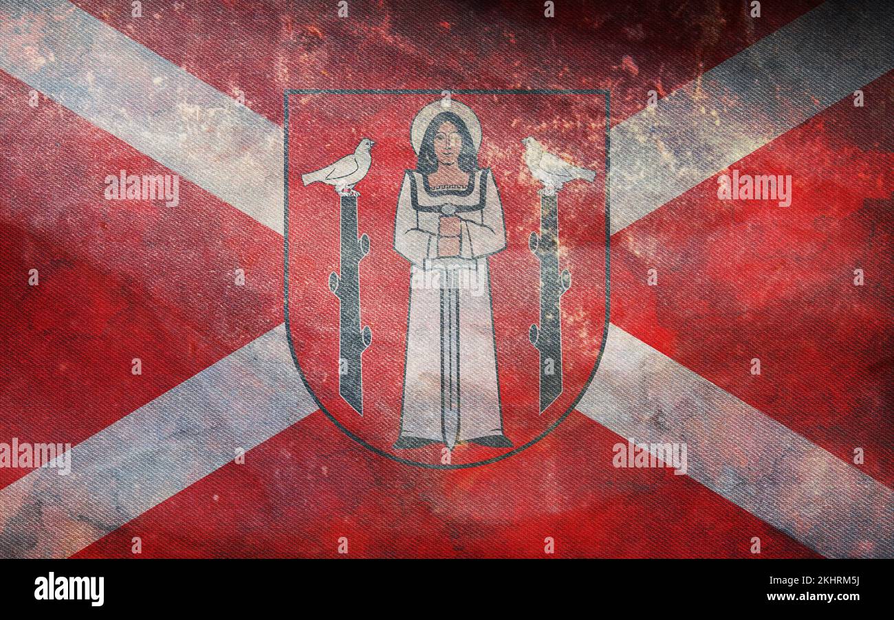 Top view of retro flag Golub-Dobrzyn, Poland with grunge texture ...