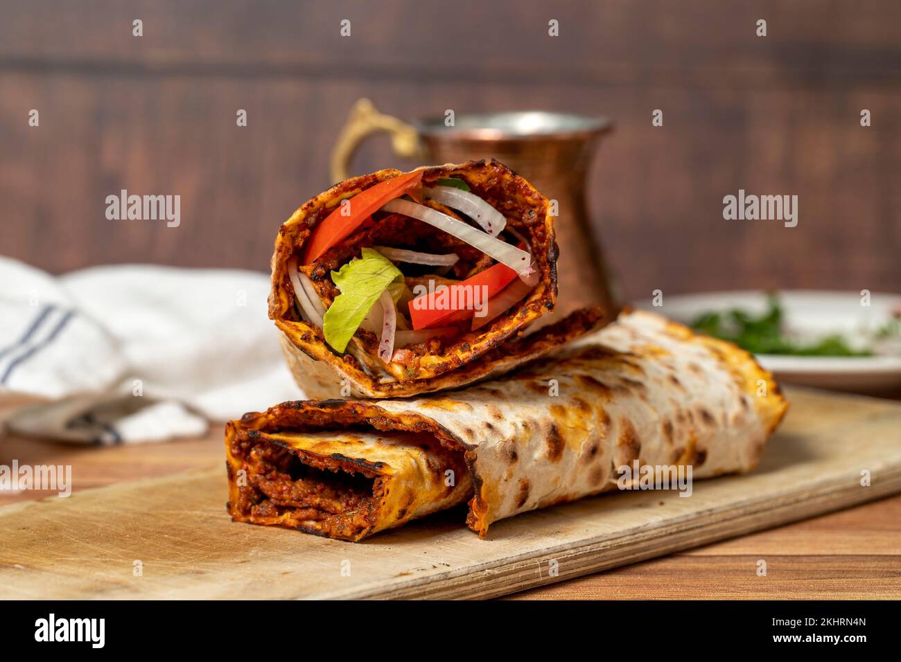 Spicy lahmacun. Turkish pizza / lahmacun. Traditional Turkish cuisine ...