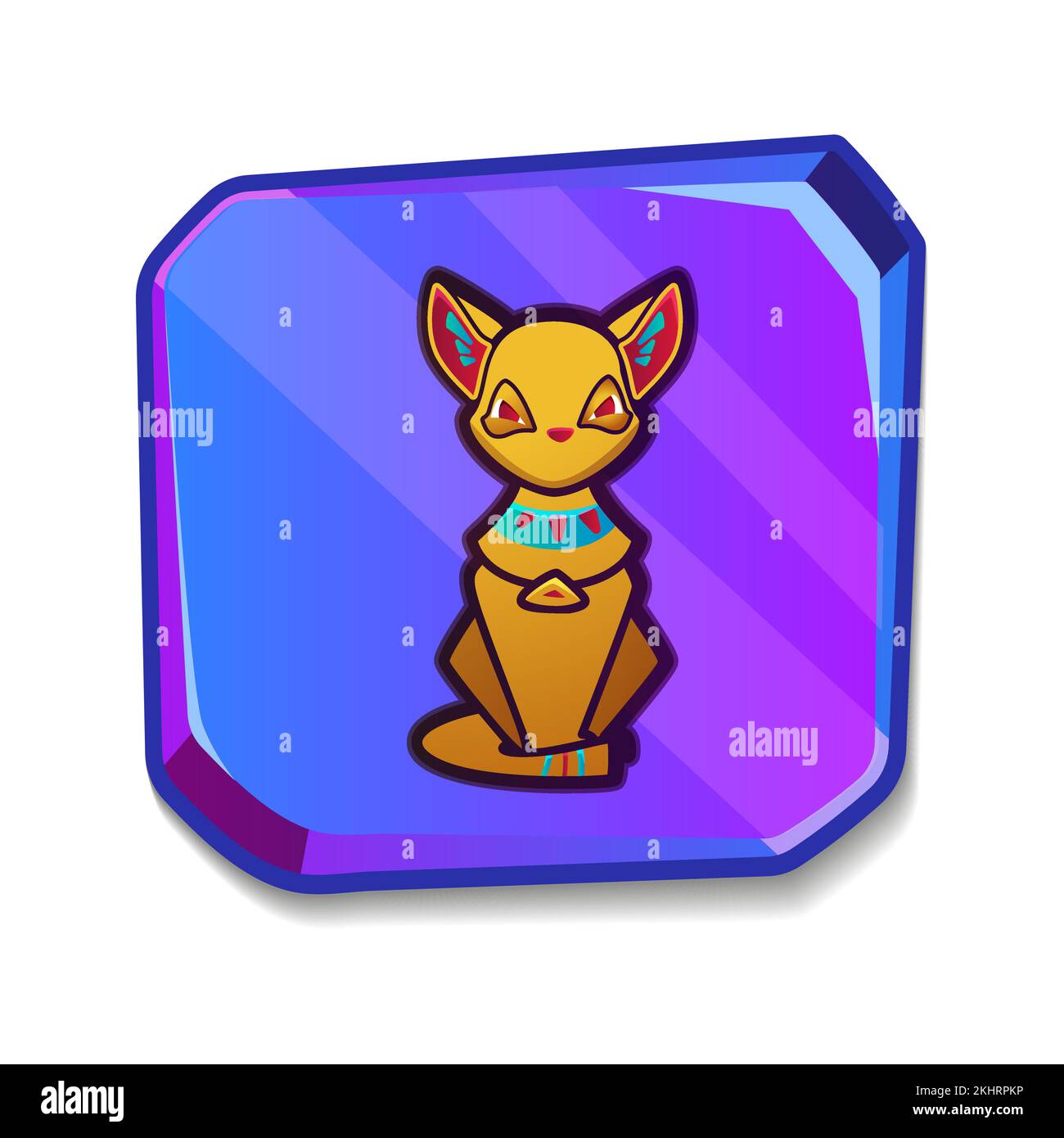 Cartoon Stone Board Or Blank Clay Tablet With Egypt Goddess Bastet Cat Culture Religious Symbol