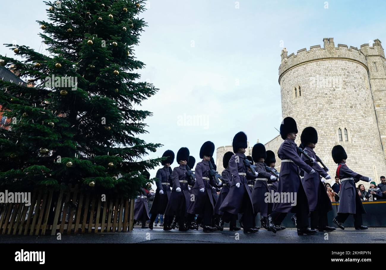 Members of the Nijmegen Company Grenadier Guards make their way past a ...