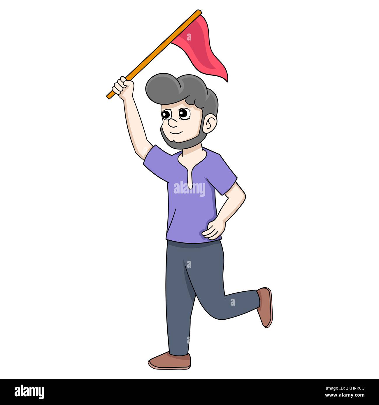 illustration of a man carrying the target flag to achieve the best ...