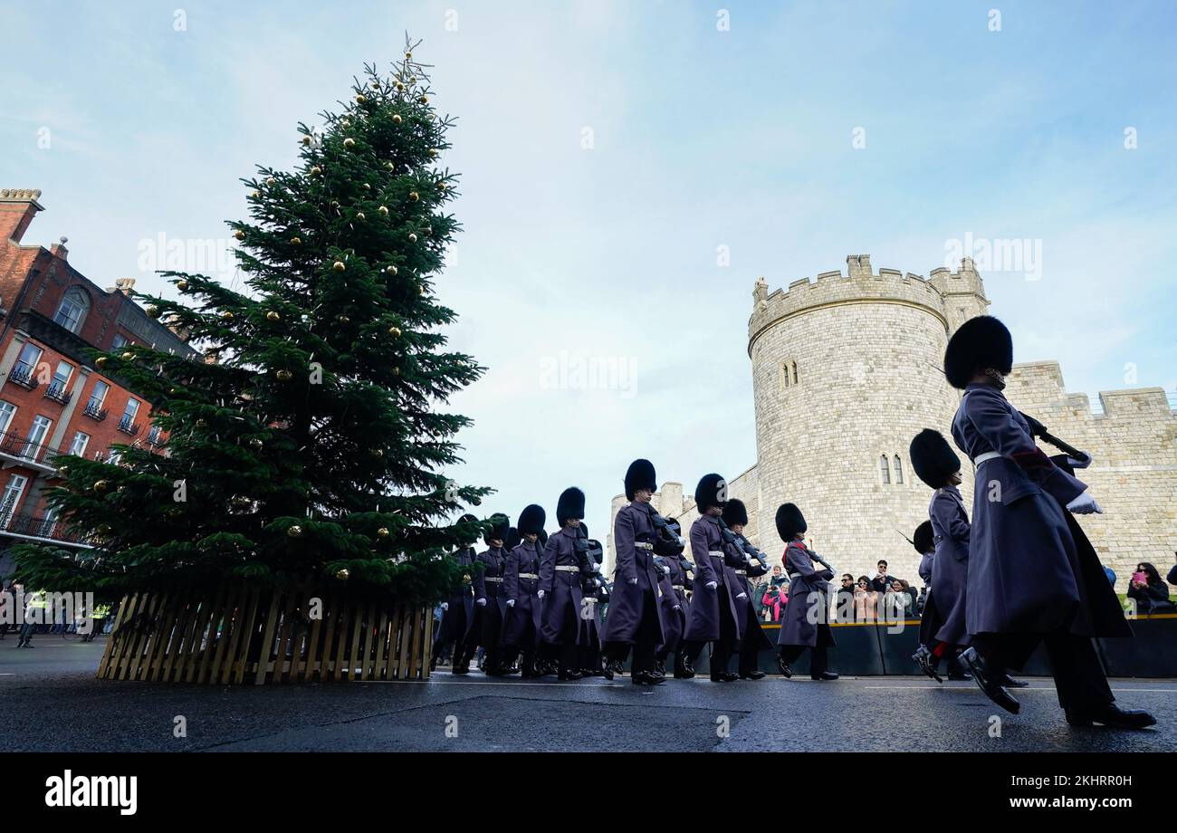 Members of the Nijmegen Company Grenadier Guards make their way past a ...