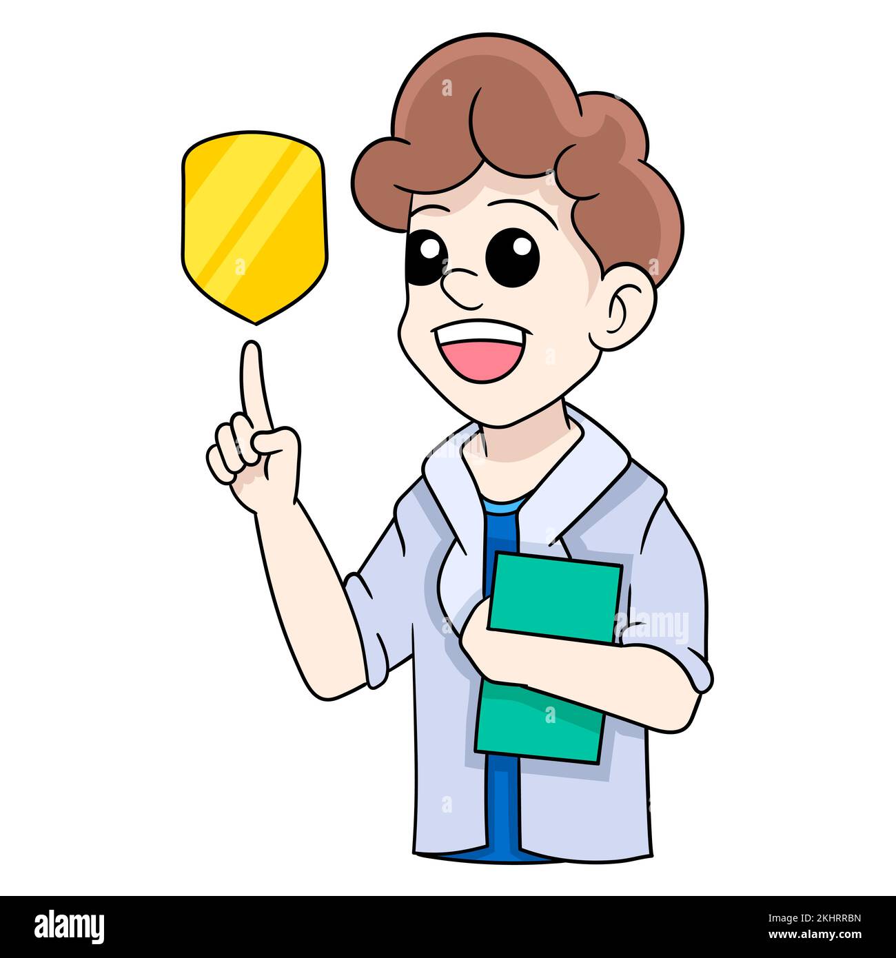 illustration of man promoting data protection and health insurance ...