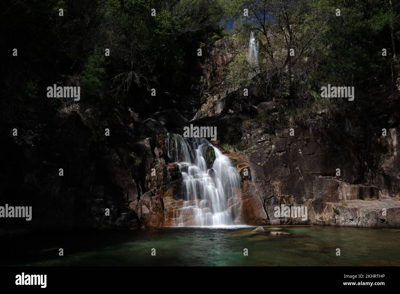 A view of the Cascata Fecha de Barjas waterfalls in the Peneda-Geres ...