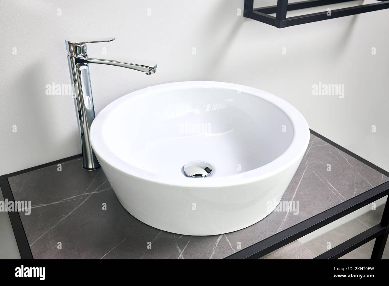 Interior of bathroom with washbasin and faucet. Bathroom interior sink ...