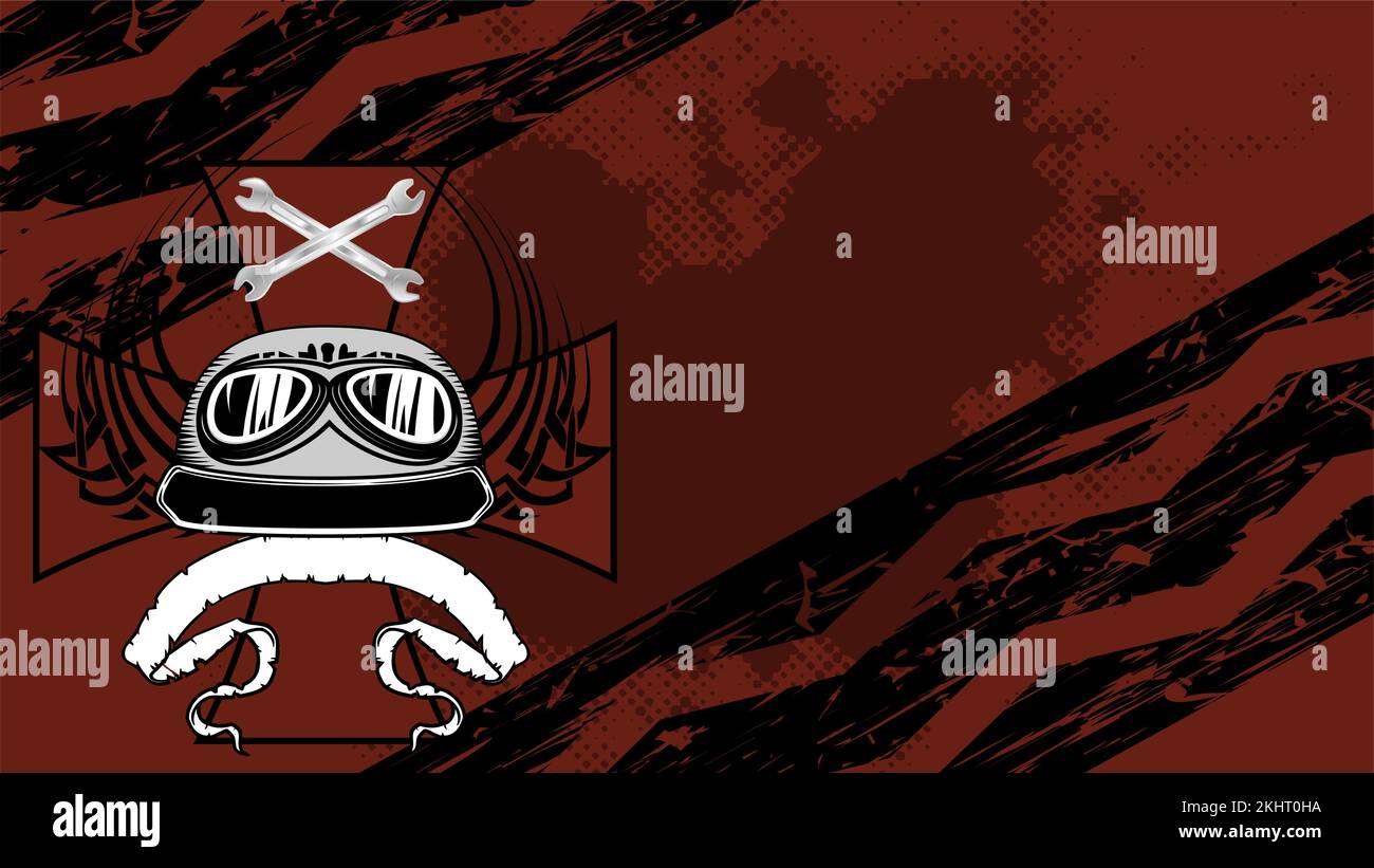 biker helmet crest insignia tattoo illustration brown background in ...