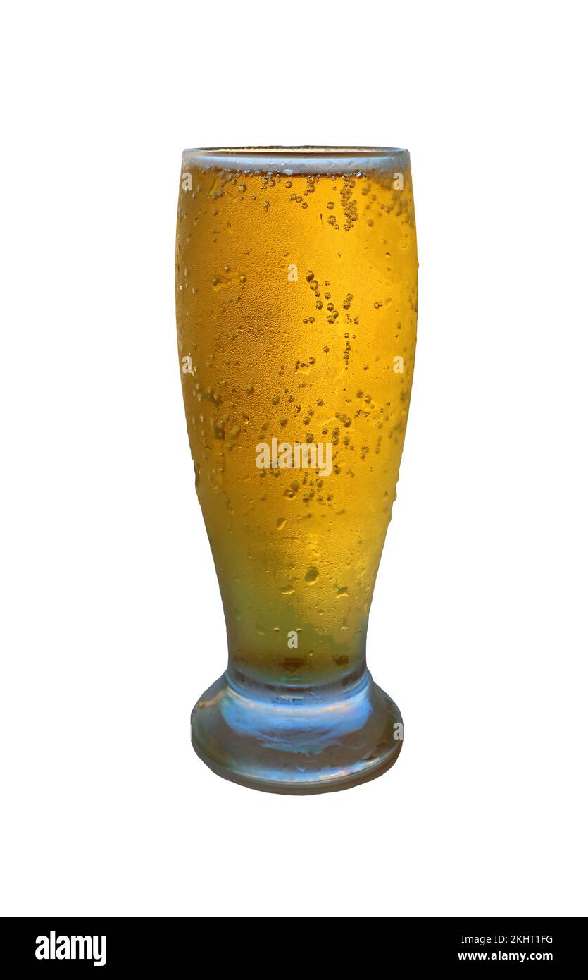 A glass of chilled beer isolated on white background Stock Photo - Alamy