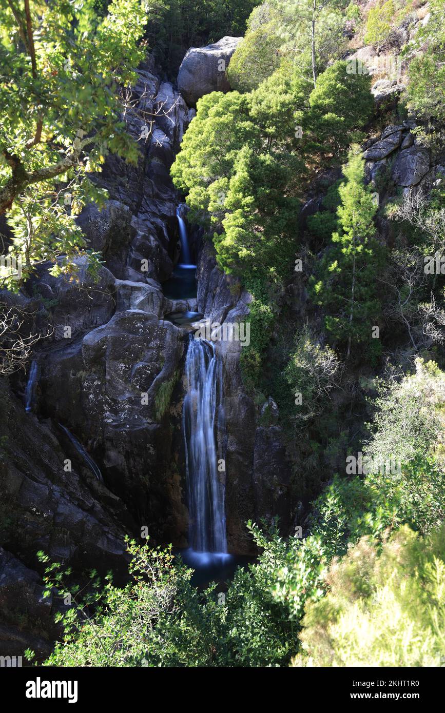 A view of the Cascata do Arado waterfalls in the Peneda-Geres National ...