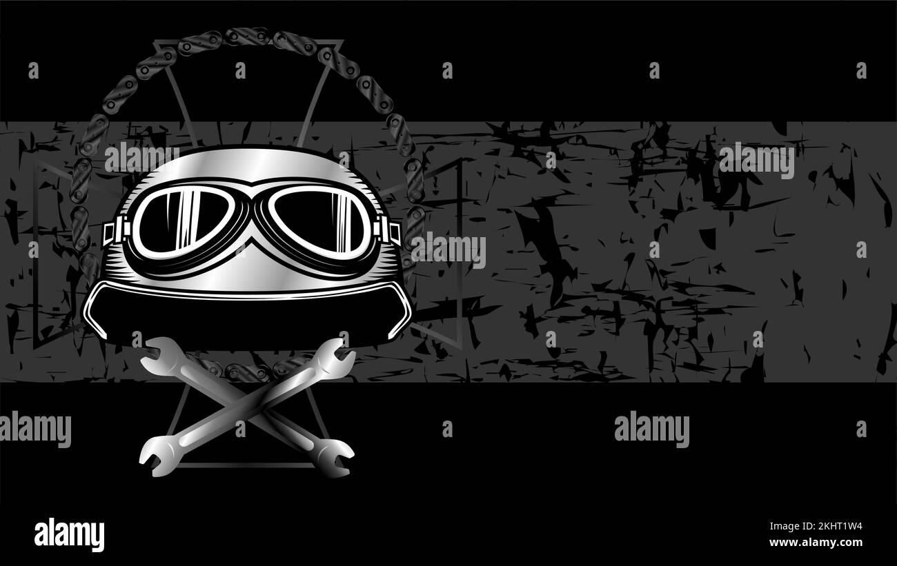 biker helmet crest insignia tattoo background in vector format Stock ...
