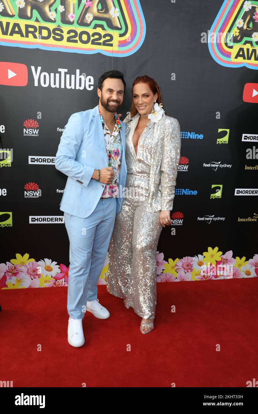 Sydney, Australia. 24th Nov, 2022. Cameron Merchant and Jules Robinson arrive on the red carpet ...