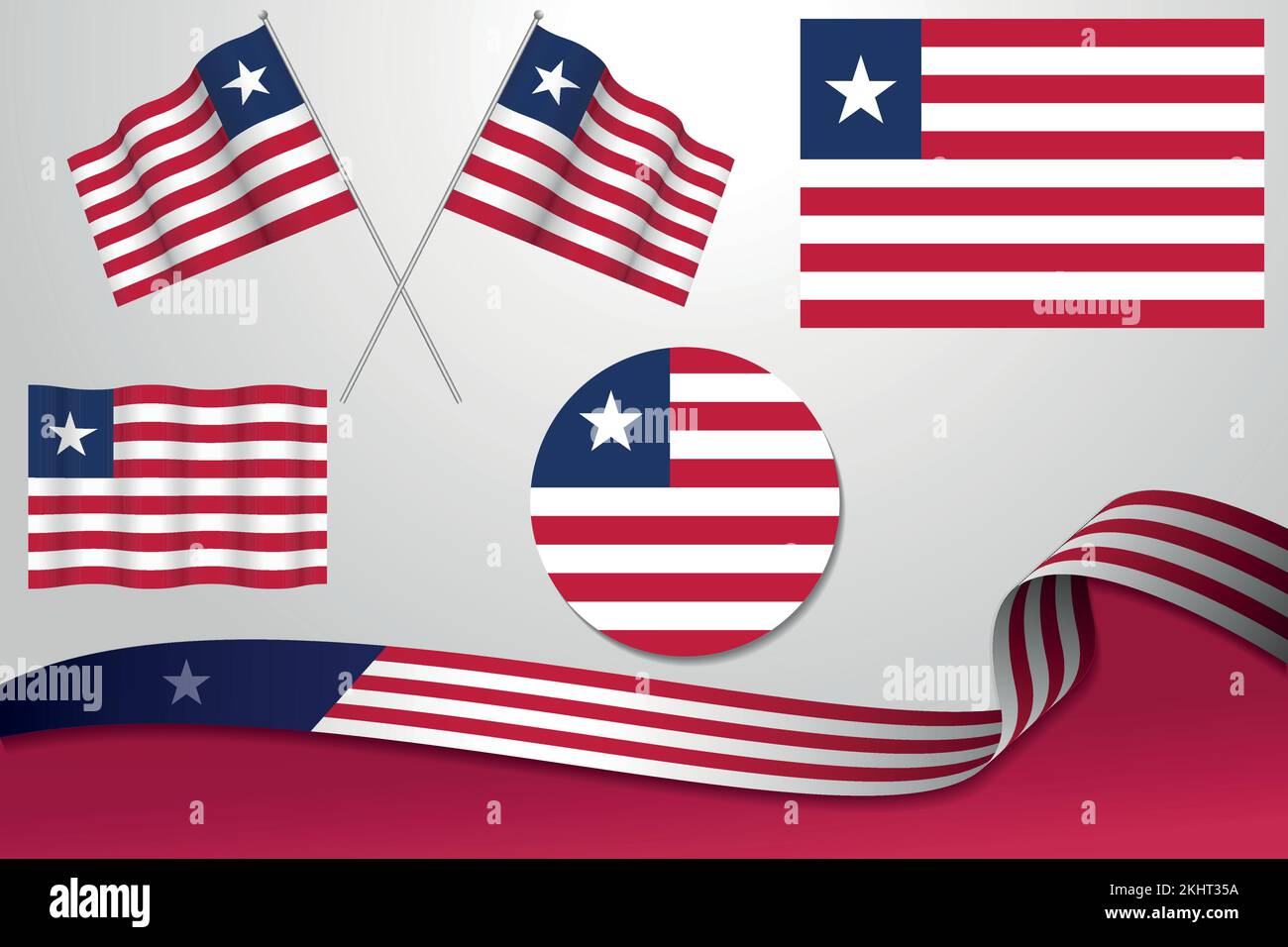 A set of Libera flags in different designs, icon, flaying flags and ...