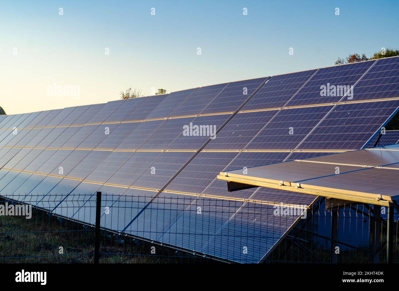 Solar panels installed in nature in the field Ecological energy ...