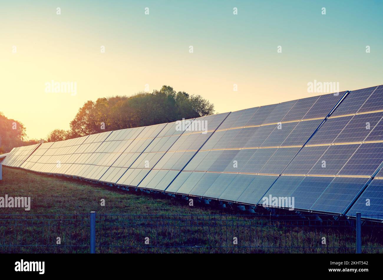 Solar panels installed in nature in the field Ecological energy ...