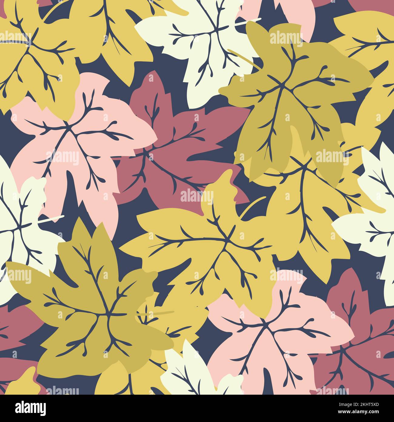 Abstract Colorful Leaves Seamless Vector Pattern Background Backdrop With Overlapping Layered