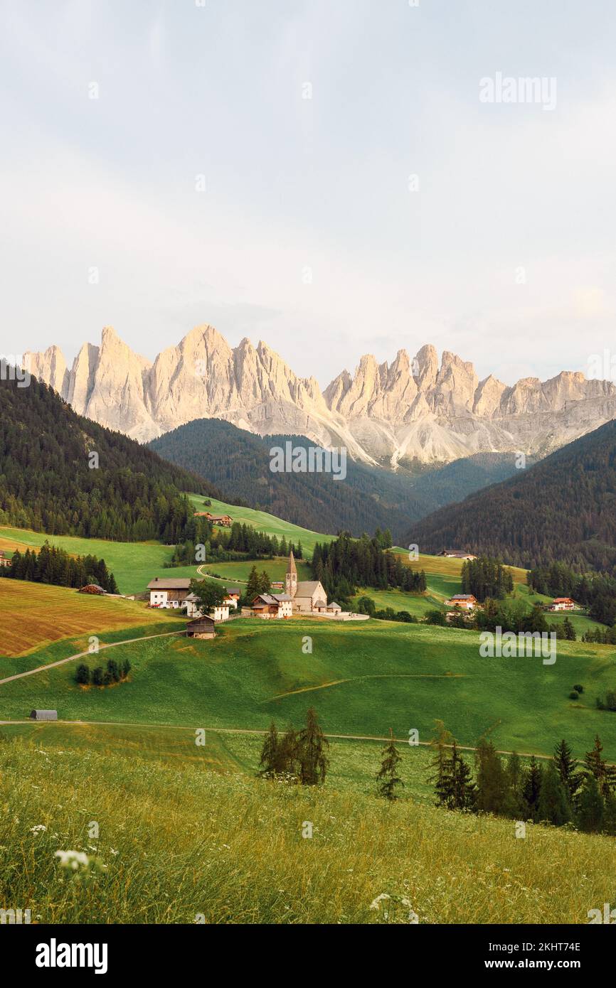 Stunning view of the Funes Valley (Val di Funes) with the Santa ...