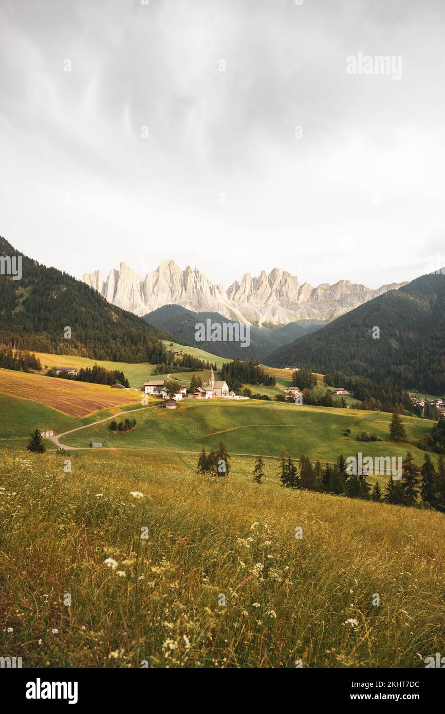 Stunning view of the Funes Valley (Val di Funes) with the Santa ...