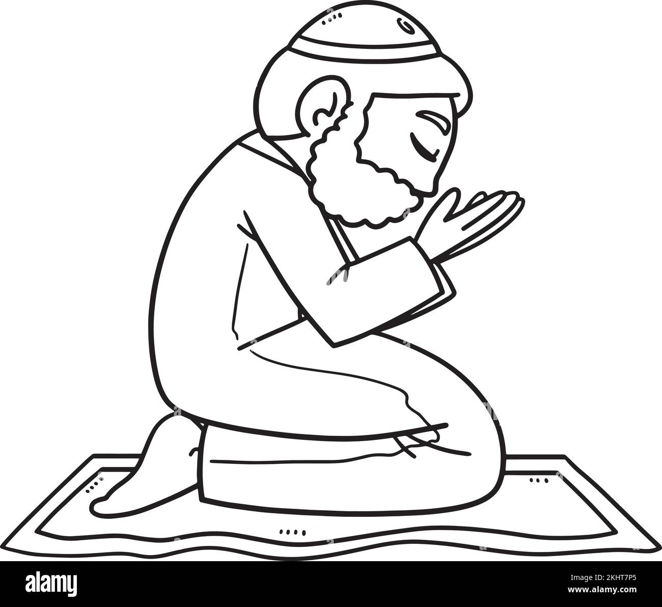 Ramadan Muslim Praying with Mat Isolated Coloring Stock Vector Image ...