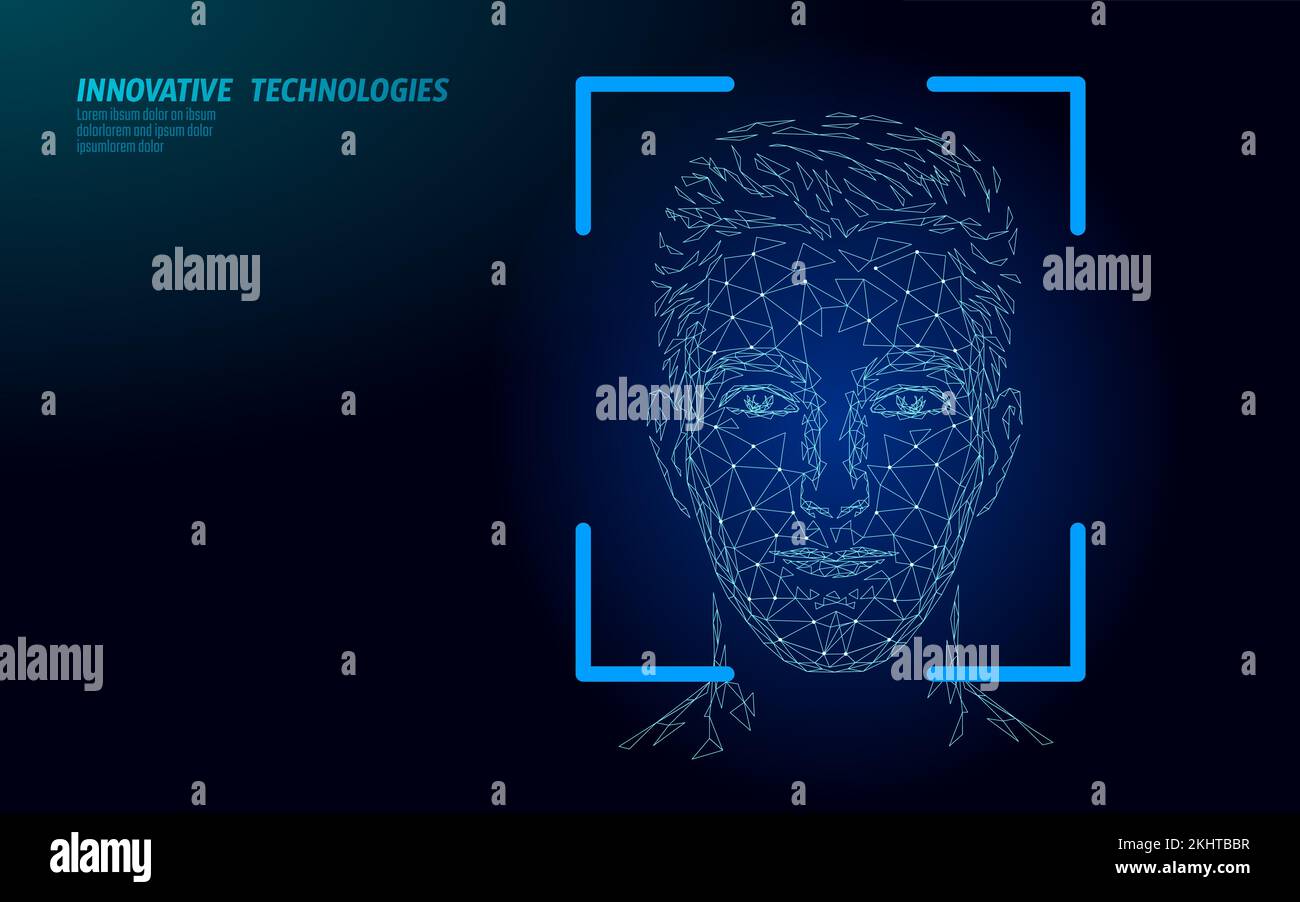 Low poly female human face biometric identification. Recognition system ...
