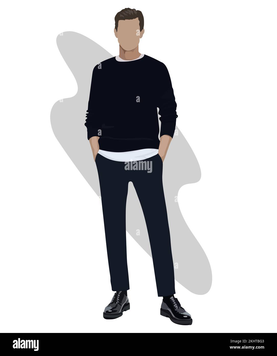 Stylish man in a flat style on an interesting background. Fashion guy ...