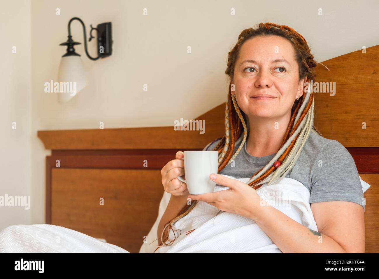 Portrait woman morning wake up hi-res stock photography and images - Alamy