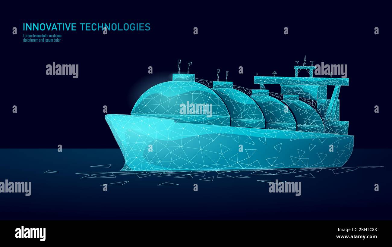 Tanker ship liquified gas transportation symbol. 3D low poly industrial ...