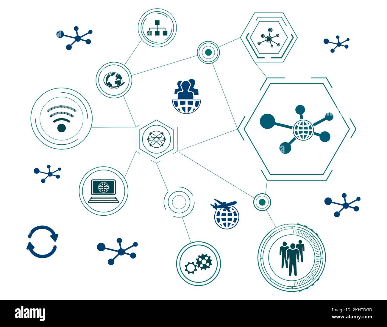 Concept of globalization with connected icons Stock Photo - Alamy