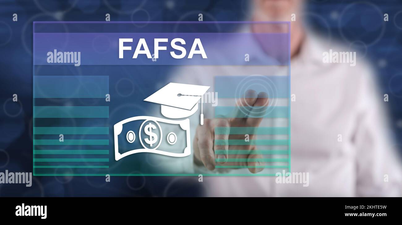 Man touching a fafsa concept on a touch screen with his finger Stock ...