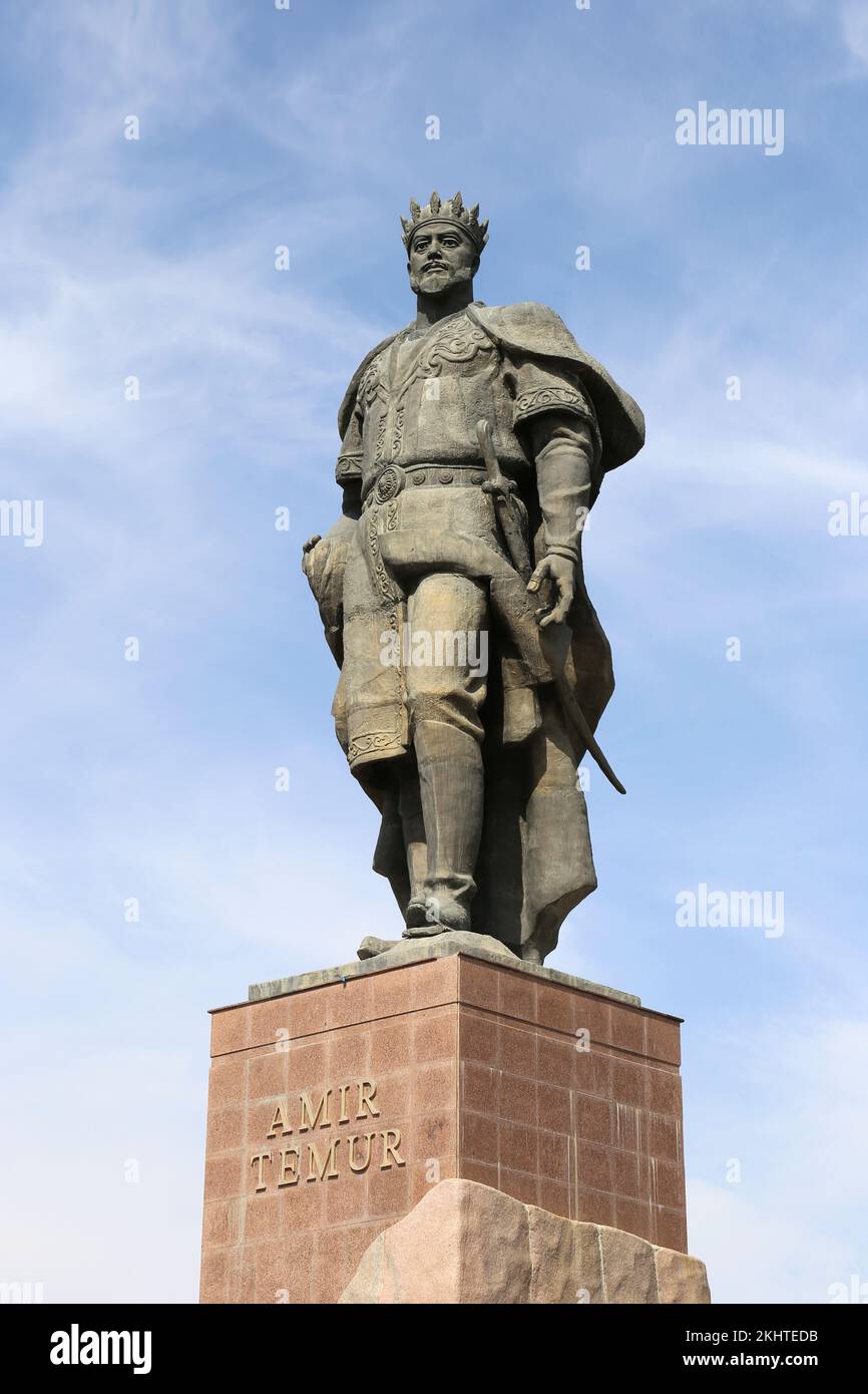 Statue of Amir Temur (1336-1405), Ak Saray (White Palace) complex, Ipak ...