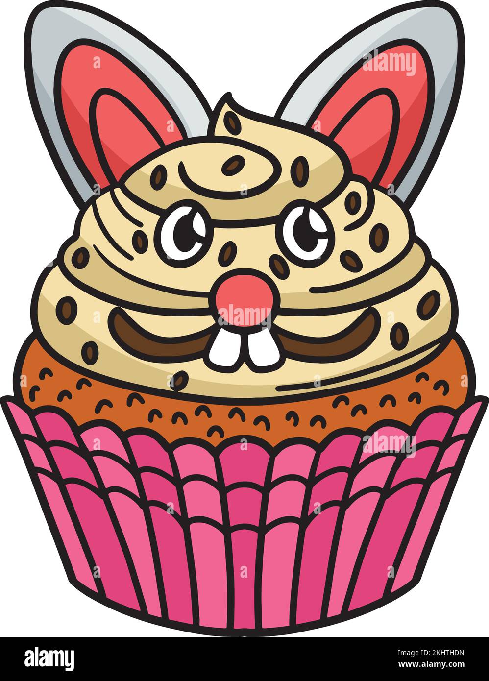 Easter Bunny Cupcake Cartoon Colored Clipart Stock Vector Image & Art ...